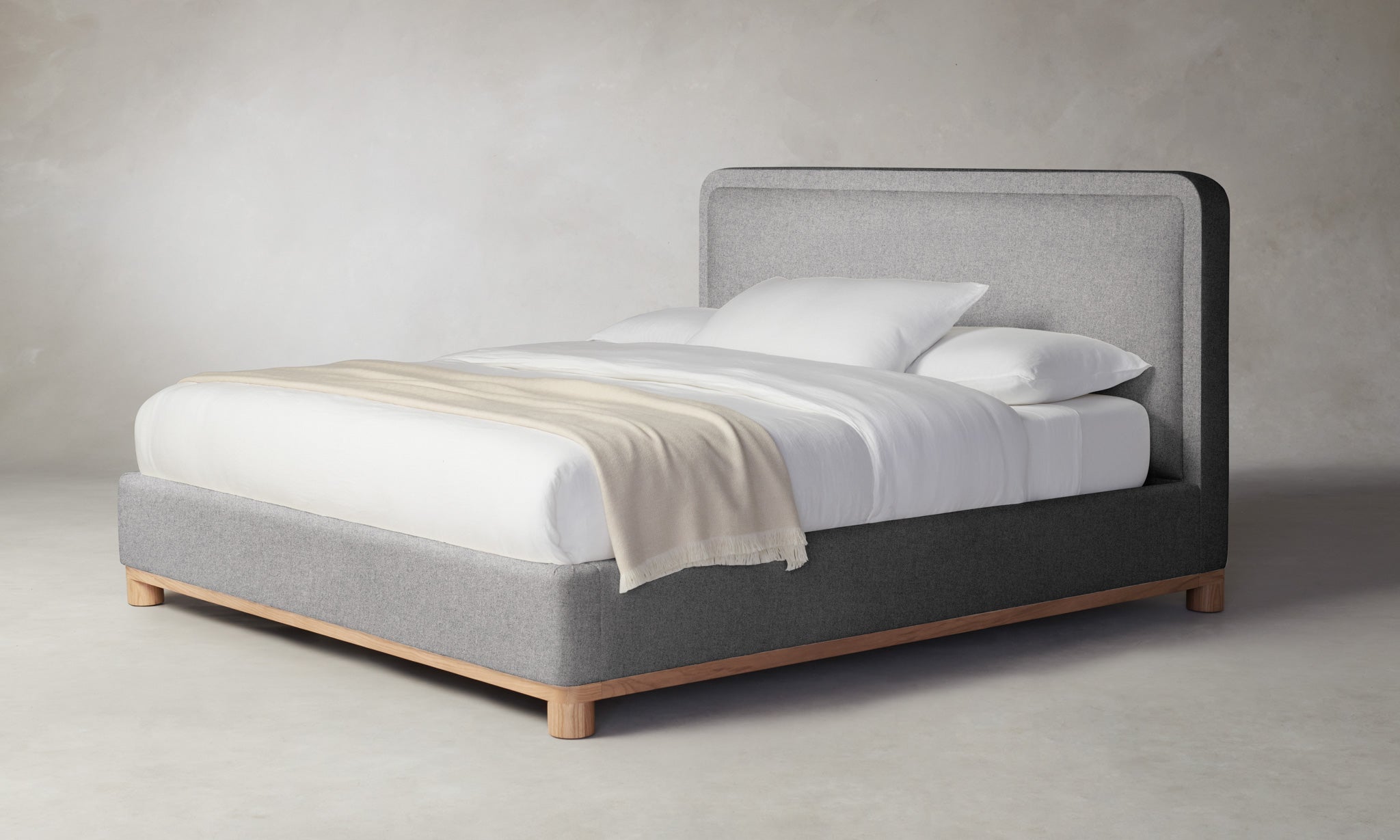 The Kent Bed - Italian Brushed Wool Moon – Maiden Home