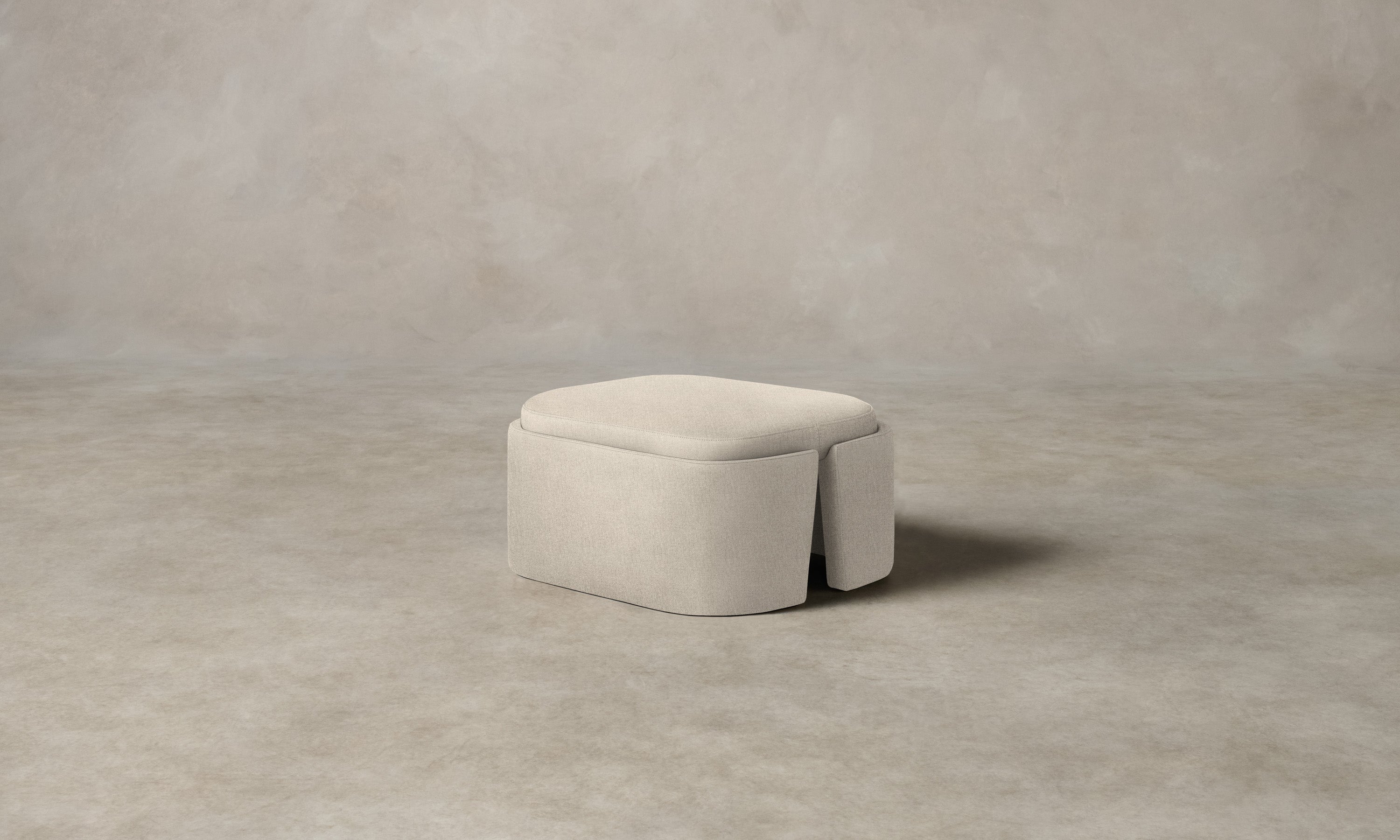 The Separa Ottoman - Performance Linen Weave Beige – Maiden Home