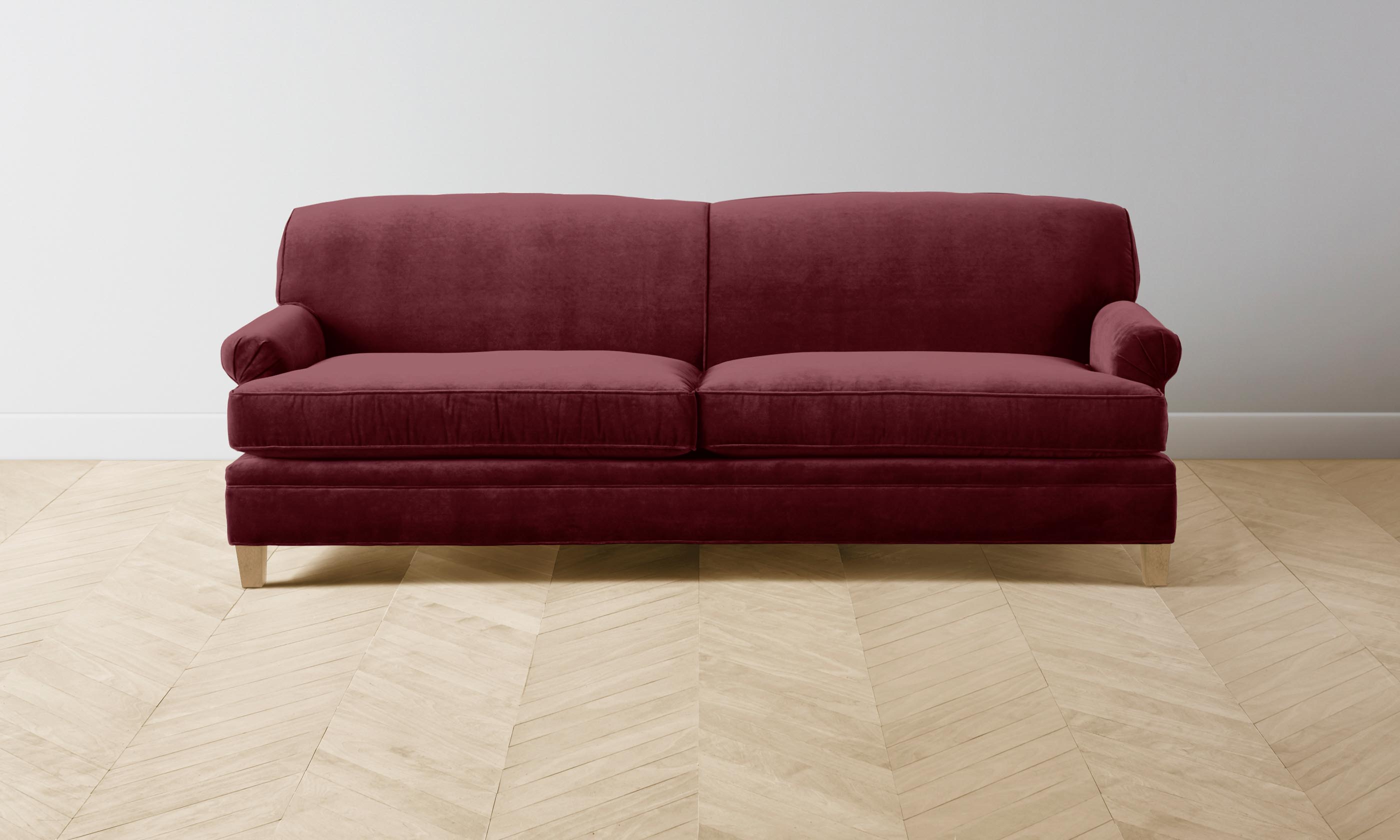 The Carmine Sofa - Performance Velvet Merlot – Maiden Home