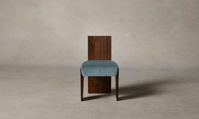 The Garrett Dining Chair - Mohair Slate Blue – Maiden Home