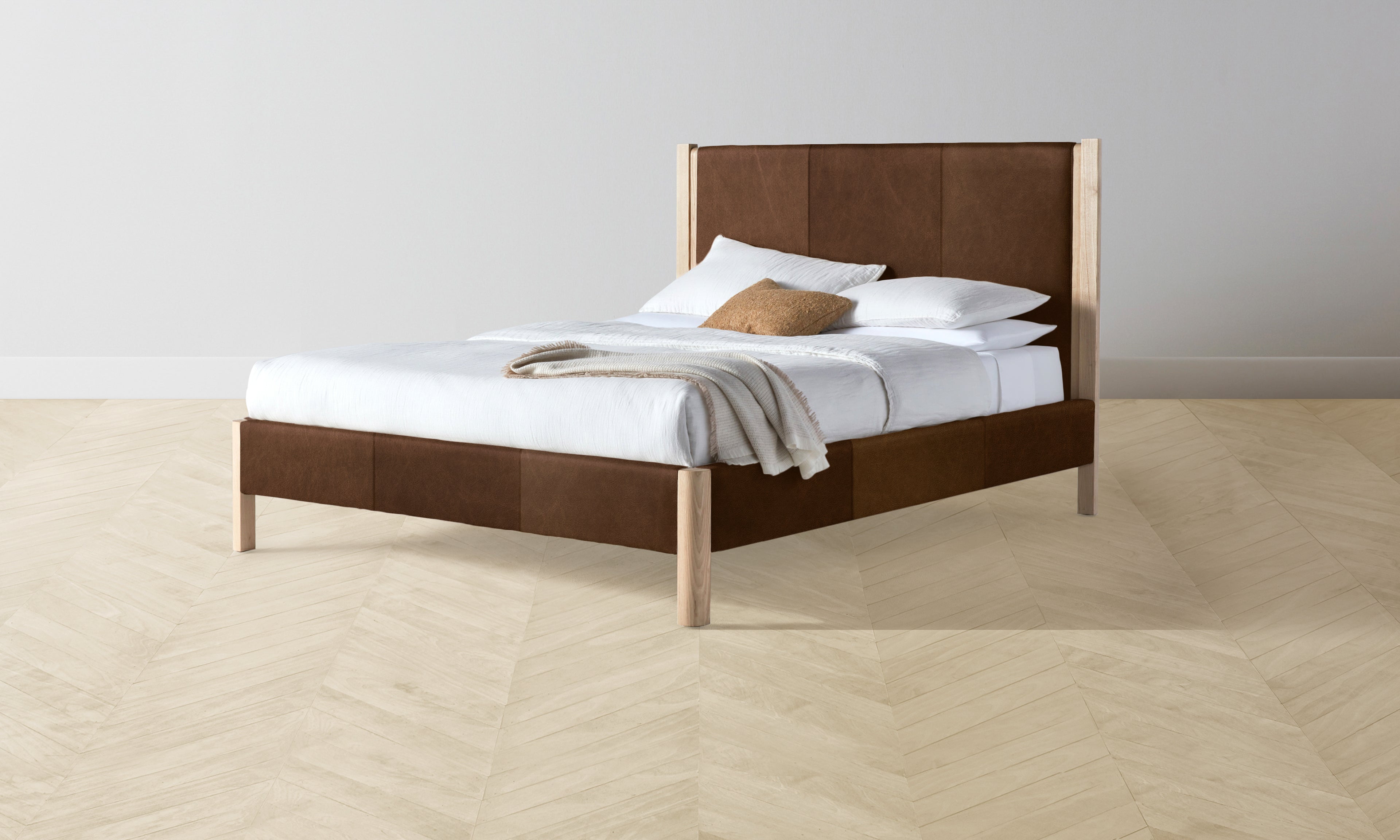 The Thompson Bed Muslin on Reverse - Tuscan Leather Bourbon – Maiden Home