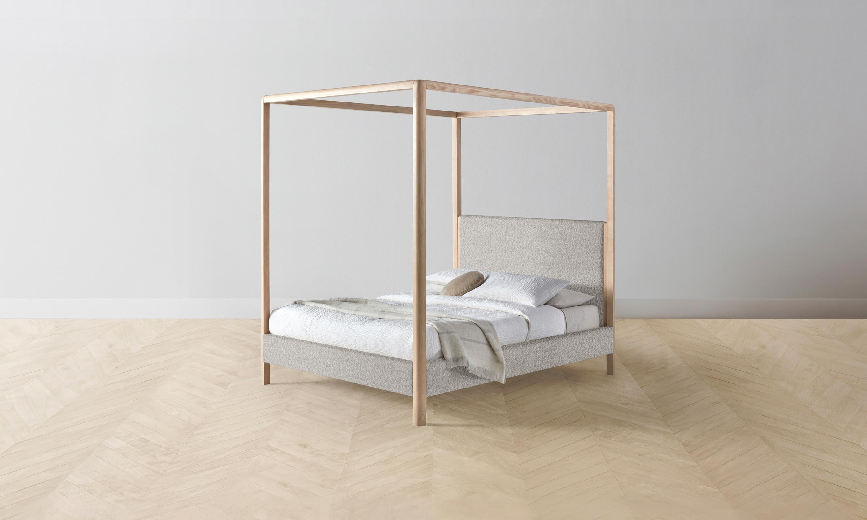 The Thompson Canopy Bed - Italian Bouclé Fossil – Maiden Home